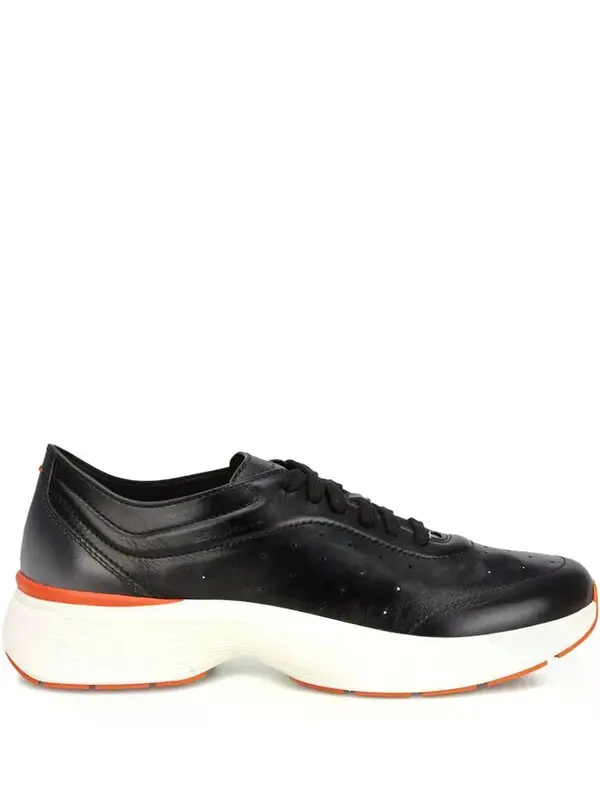 Santoni Perforated Leather Low-top Sneakers