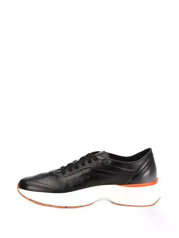 Santoni Perforated Leather Low-top Sneakers
