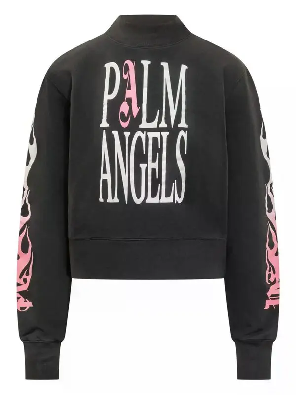 Palm Angels Flame-print Long-sleeve Sweatshirt - Black
