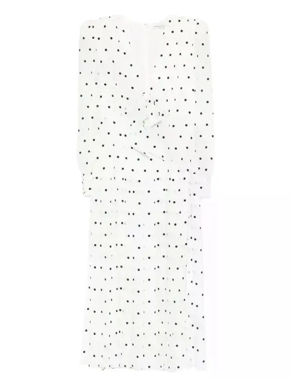 Alessandra Rich Polka-dot Midi Dress - White