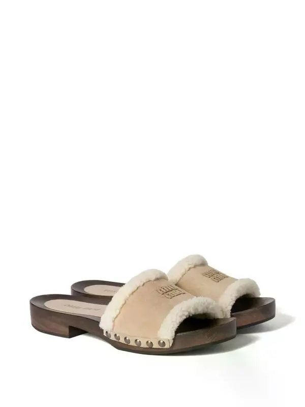 Miu Miu Suede Clog Sandals - Brown