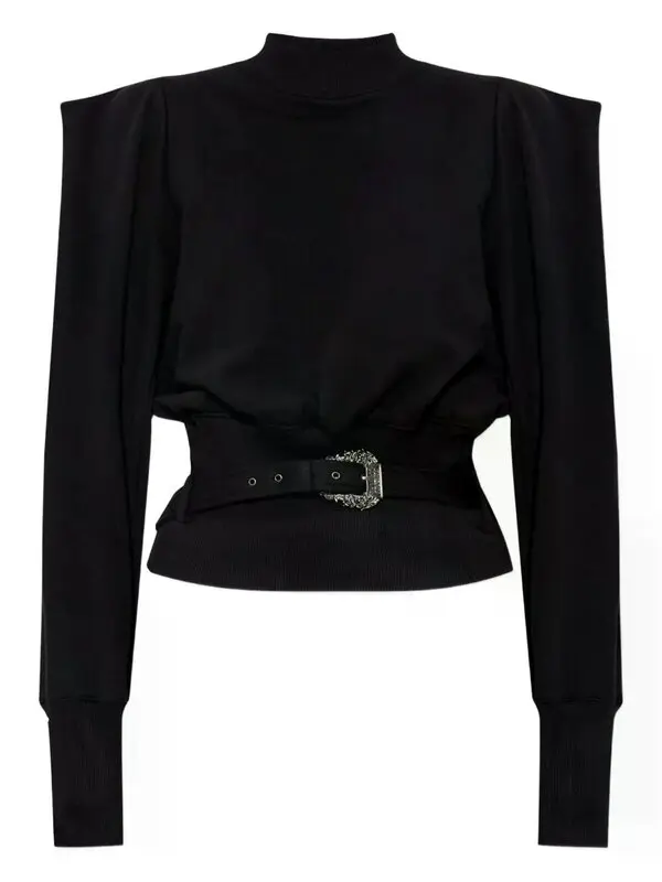 Versace Cotton Belted Sweatshirt - Black