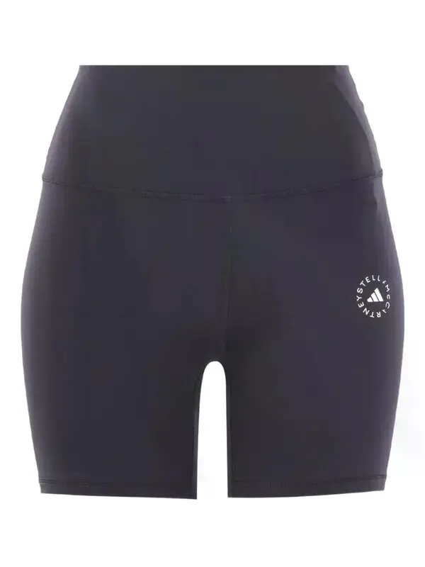 Adidas By Stella McCartney Logo-embellished High-waisted Shorts - Black