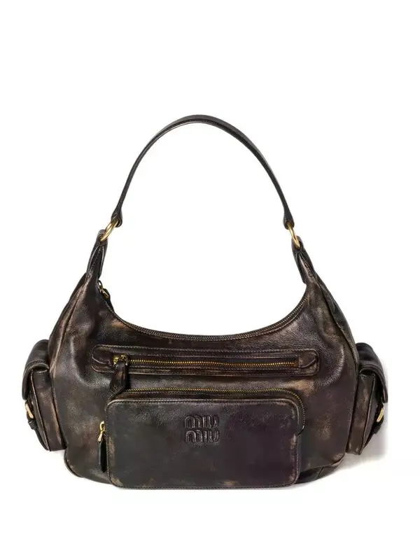 Miu Miu Pocket Lambskin Shoulder Bag - Brown
