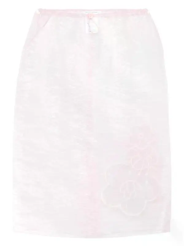 Cecilie Bahnsen Floral-embroidered A-line Skirt - Pink