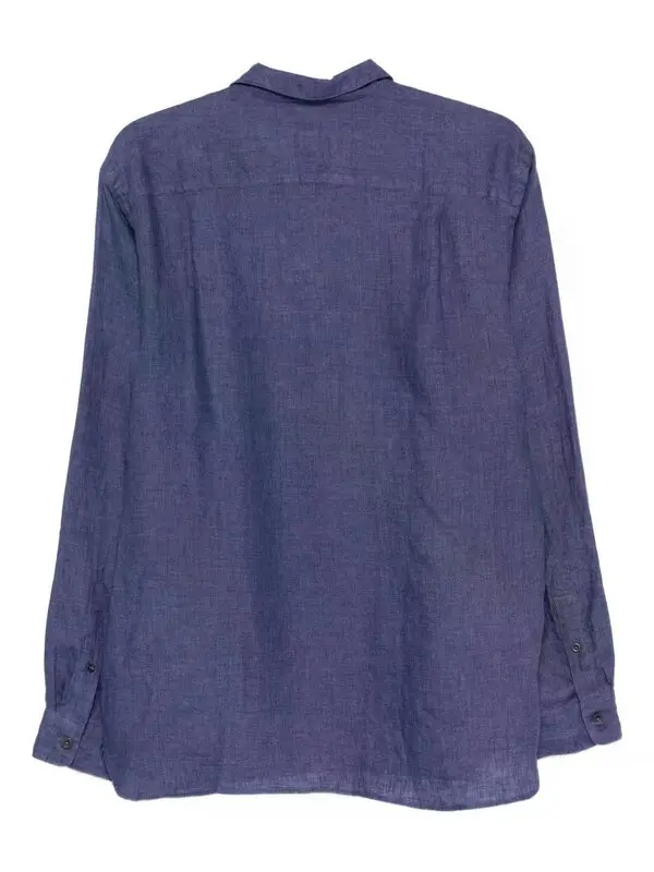 DELL'OGLIO Long-sleeves Buttoned Polo Shirt - Blue