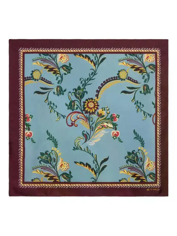 Etro Floral-print Silk Scarf - Blue