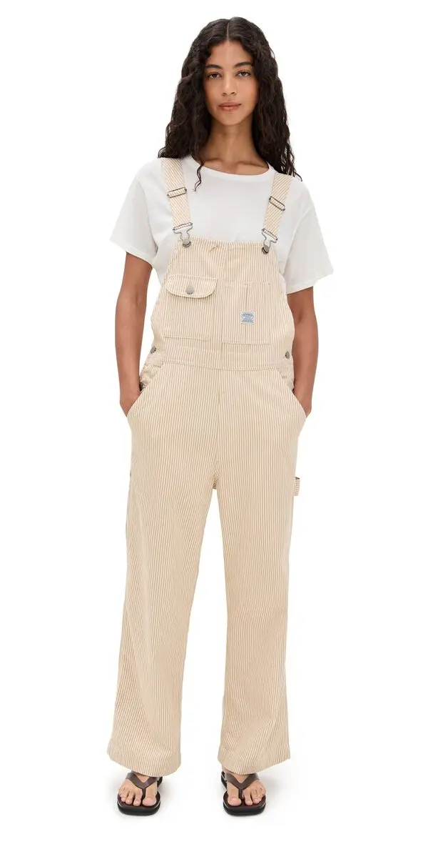 Denimist Slouch Bib Overalls - Railroad Khaki