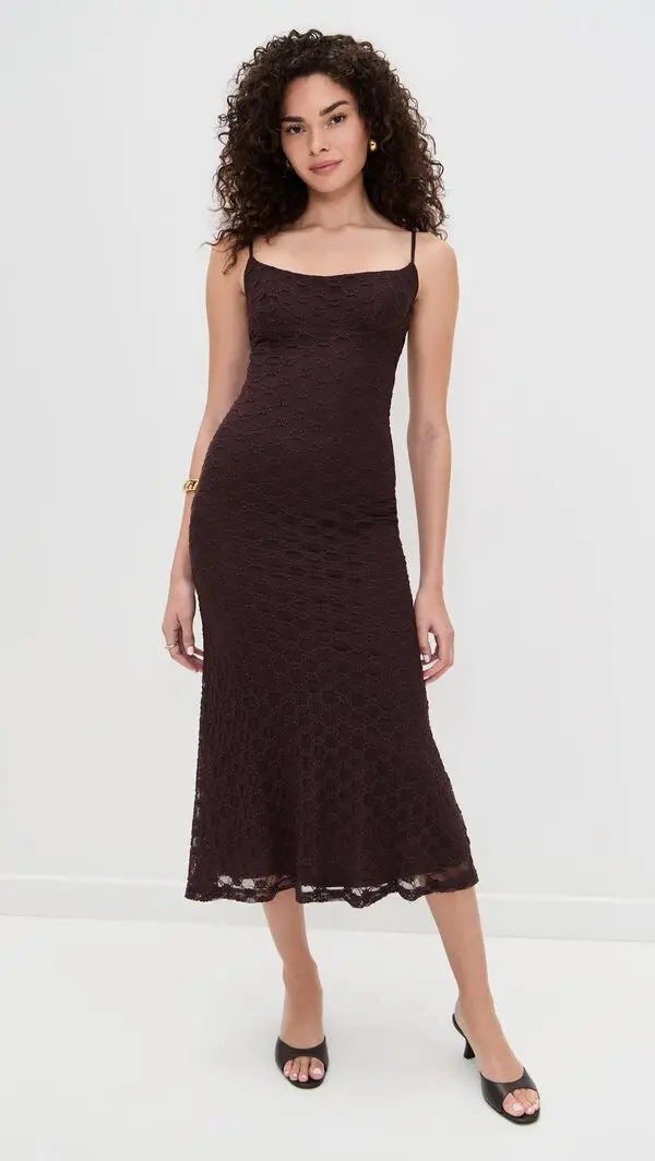 Buy Bardot Adoni Mesh Midi Dress - Dark Choco At 30% Off | Editorialist