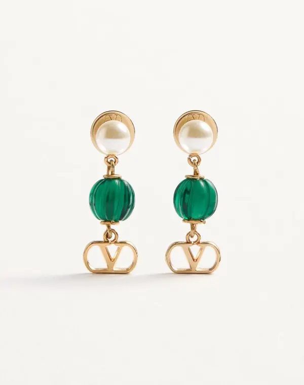 Valentino Garavani Vlogo Signature Earrings - Gold/green
