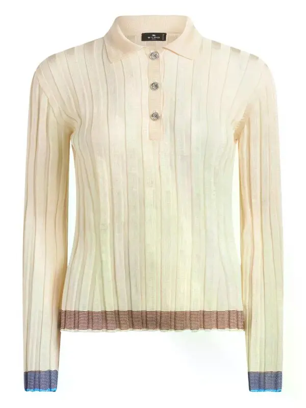Etro Ribbed Polo Shirt - Neutrals