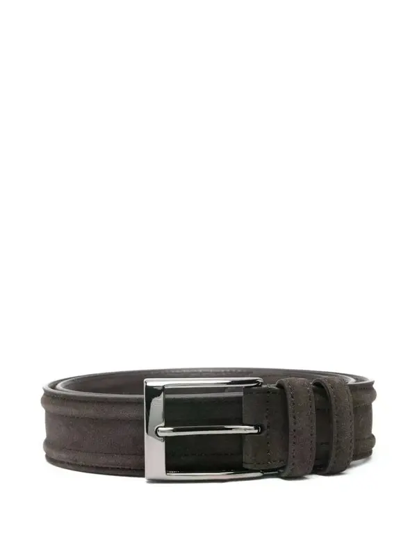 Canali Square-buckle Leather Belt - Brown