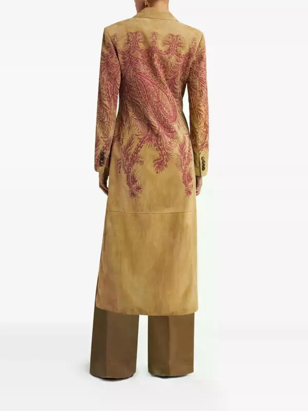 Etro Suede Coat With Placed Print