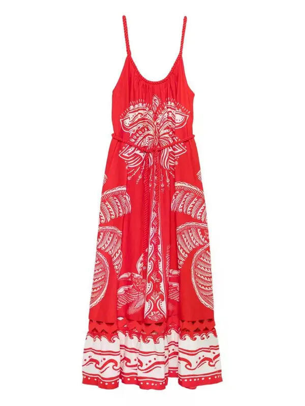 Farm Rio Majestic Coconut Tree Maxi Dress - Red
