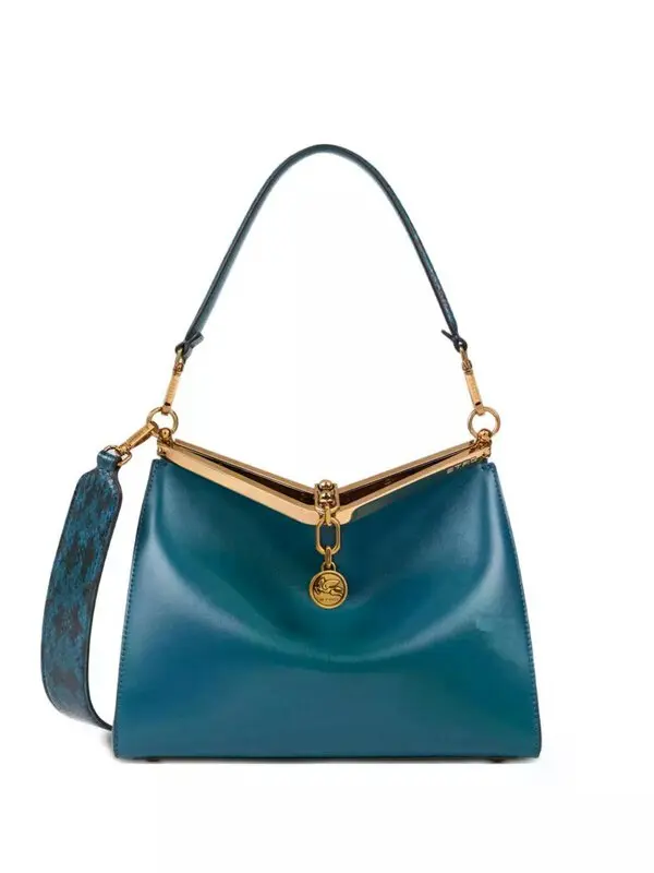 Etro Vela Leather Tote Bag - Blue