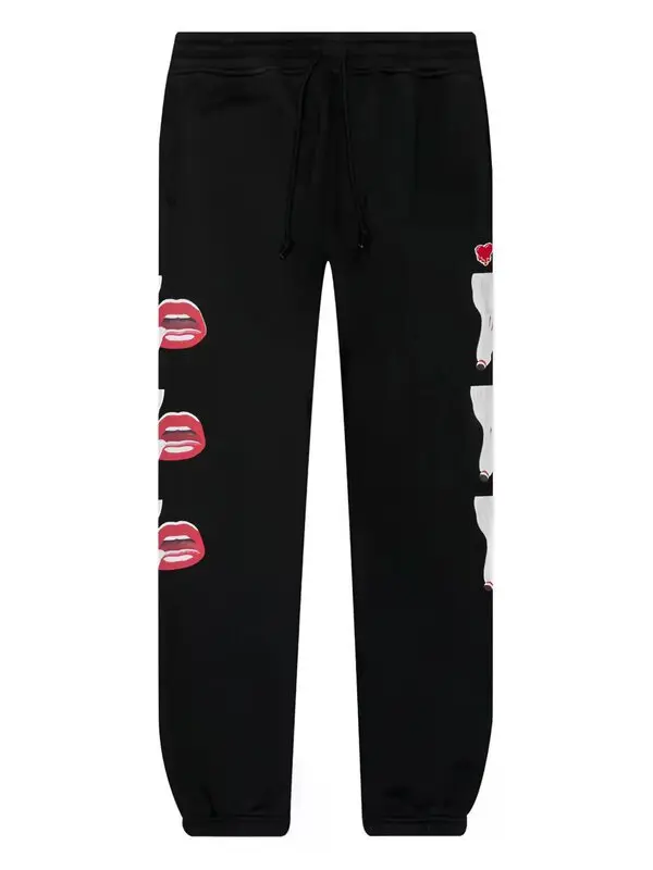 EMOTIONALLY UNAVAILABLE X Tom Wesselmann Smoking Lips Track Pants - Black