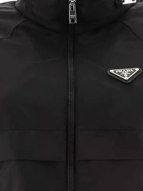 Prada Cropped Re-nylon Rain Jacket With Enameled Triangle Logo