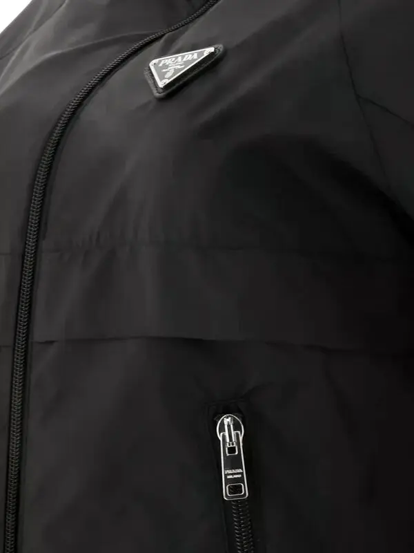 Prada Cropped Re-nylon Rain Jacket With Enameled Triangle Logo
