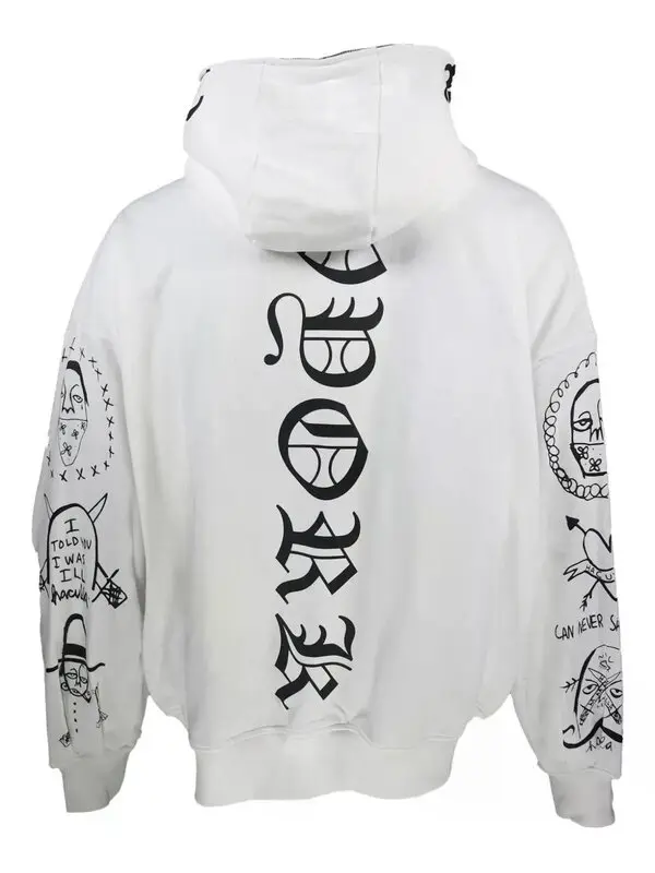 HACULLA. Gothic-print Zip-up Hoodie - White