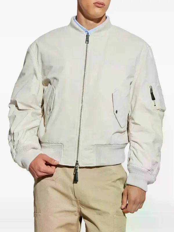 Givenchy Embroidered-logo Bomber Jacket - Neutrals