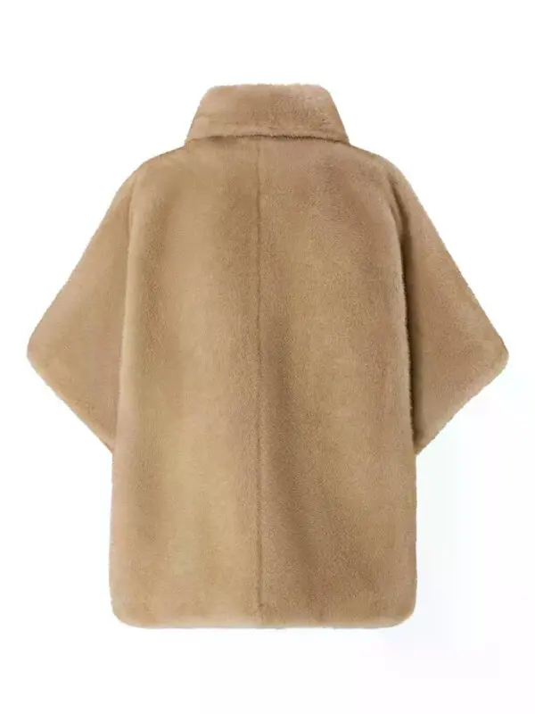 Pinko High-neck Cape Coat With Fur-effect Finish