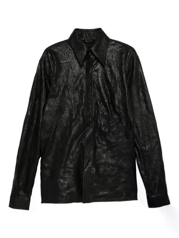 LỰU ĐẠN Crumpled Leather Shirt