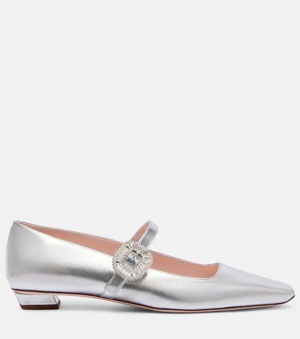 ROGER VIVIER Belle Vivier 25 Metallic Leather Ballet Flats