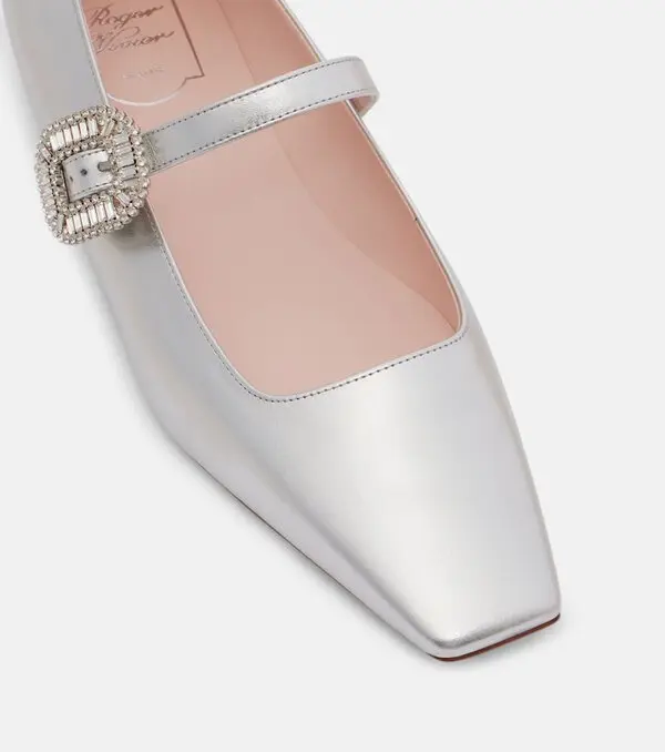 ROGER VIVIER Belle Vivier 25 Metallic Leather Ballet Flats