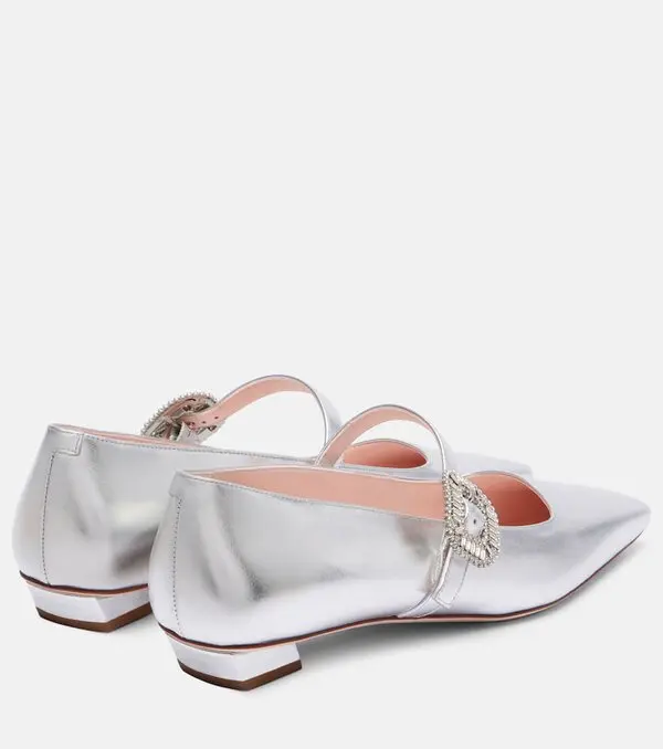 ROGER VIVIER Belle Vivier 25 Metallic Leather Ballet Flats