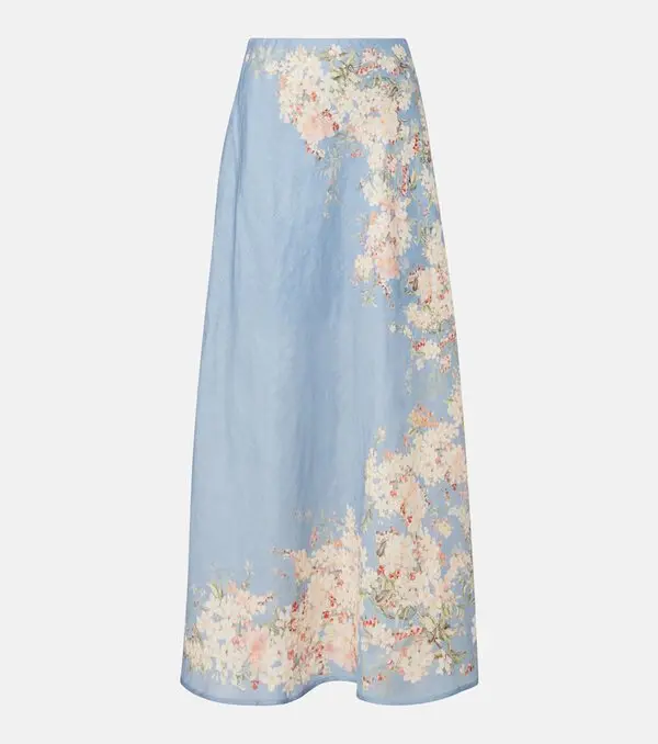 Zimmermann Cascadian Floral Linen Maxi Skirt