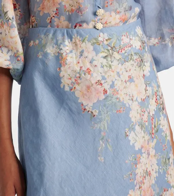 Zimmermann Cascadian Floral Linen Maxi Skirt