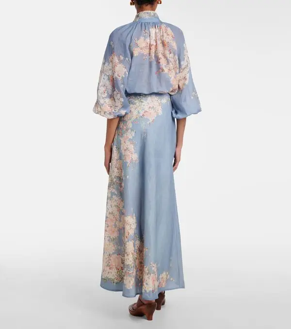Zimmermann Cascadian Floral Linen Maxi Skirt