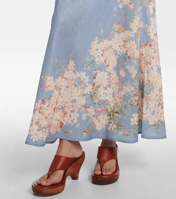 Zimmermann Cascadian Floral Linen Maxi Skirt