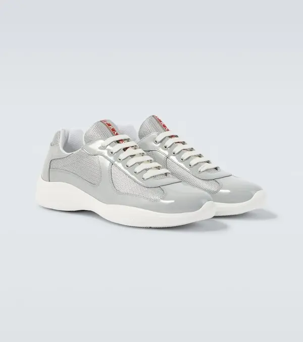 Prada American's Cup Patent Leather Sneakers - Grey
