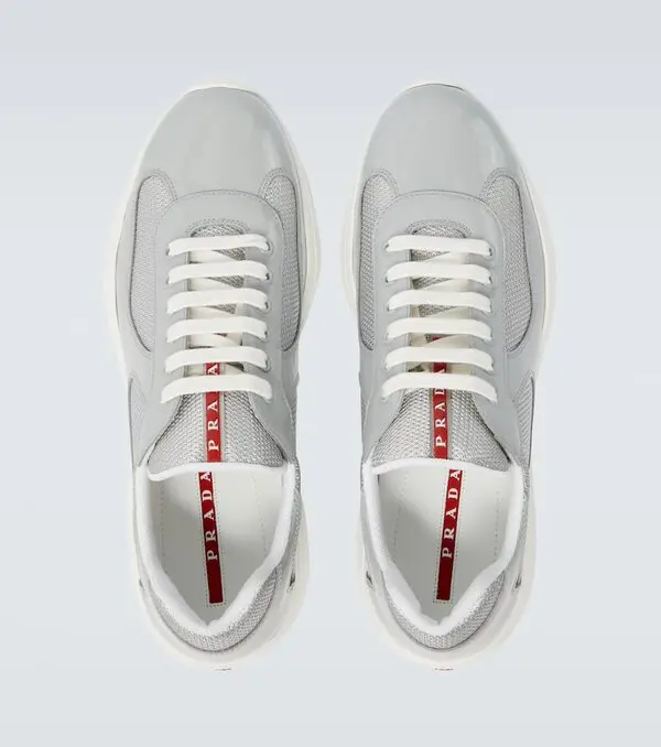 Prada American's Cup Patent Leather Sneakers - Grey