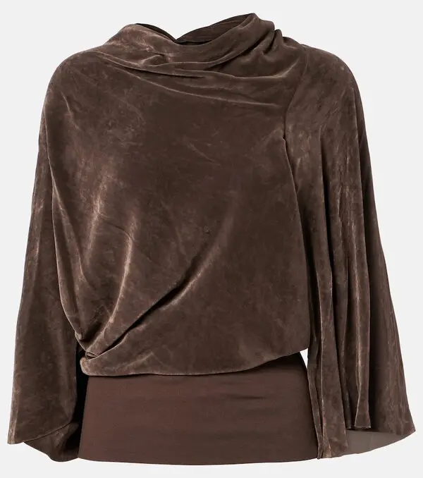 Rick Owens Draped Crêpe Top - Brown