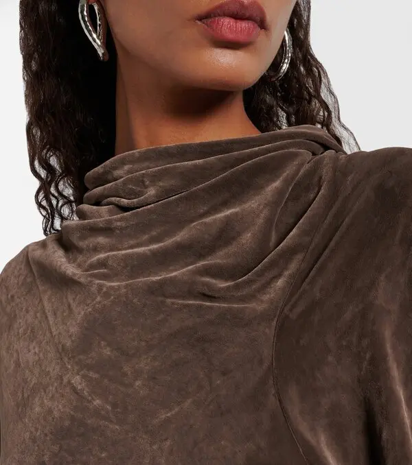 Rick Owens Draped Crêpe Top - Brown
