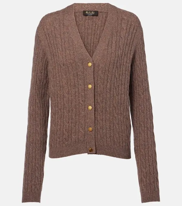 Loro Piana Treccia Cable-knit Cashmere Cardigan - Brown