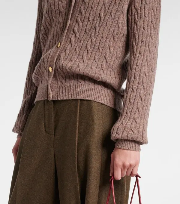 Loro Piana Treccia Cable-knit Cashmere Cardigan