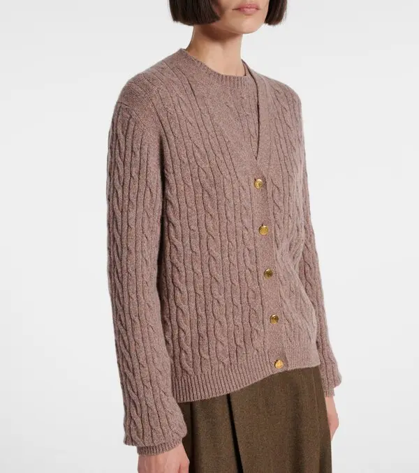Loro Piana Treccia Cable-knit Cashmere Cardigan