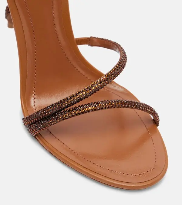 Rene Caovilla Margot Crystal-embellished Satin Sandals - Brown