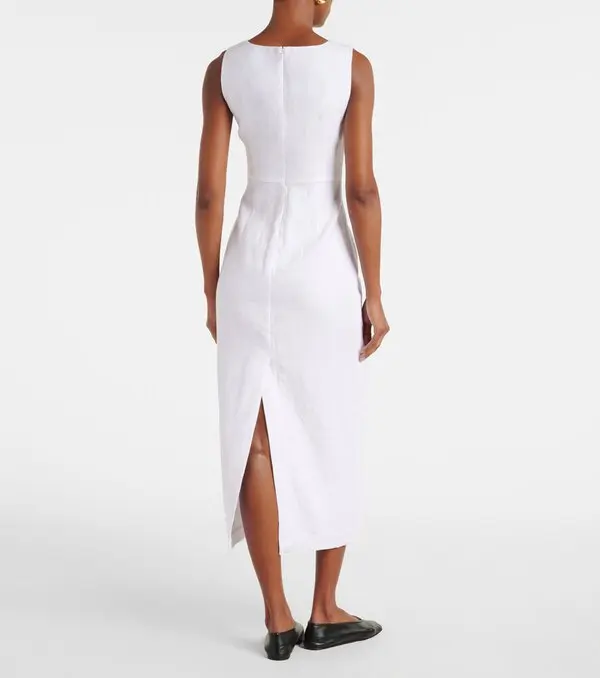 Posse Alice Midi Dress In Panna+panna+uwhite - White