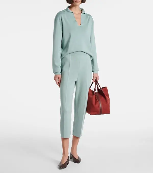 Loro Piana Silk And Cotton Polo Sweater - Blue