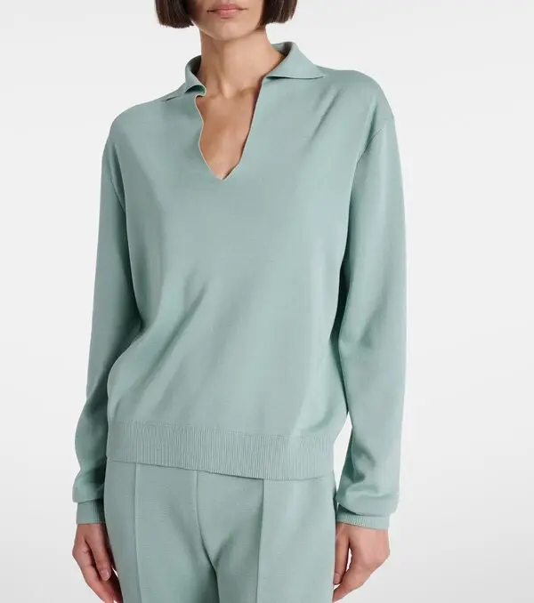 Loro Piana Silk And Cotton Polo Sweater - Blue