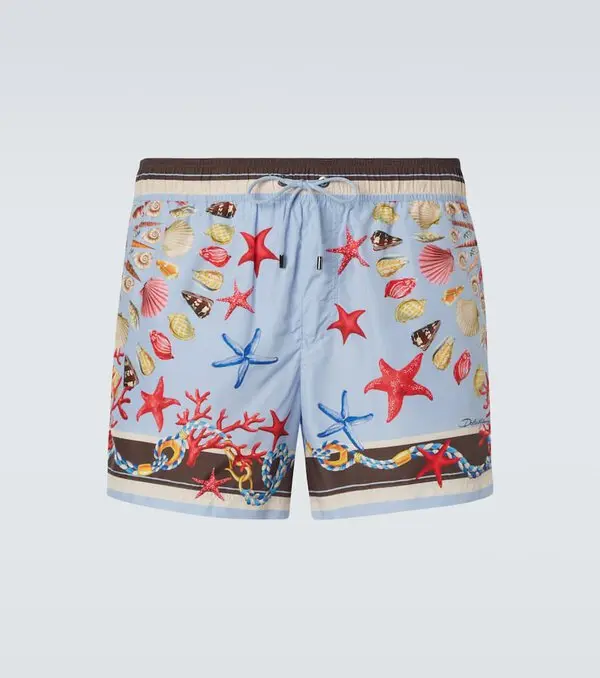 Dolce & Gabbana Printed Swim Trunks - Blue