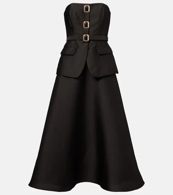 SELF-PORTRAIT Embellished Belted Midi Dress