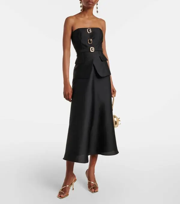 SELF-PORTRAIT Embellished Belted Midi Dress