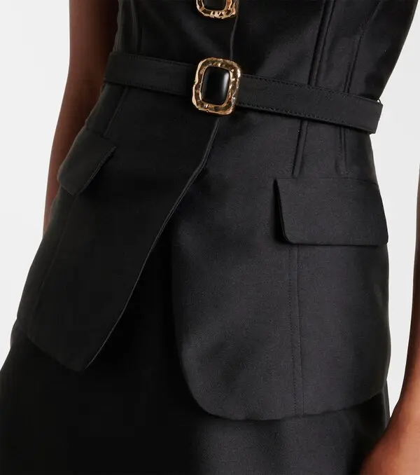 SELF-PORTRAIT Embellished Belted Midi Dress