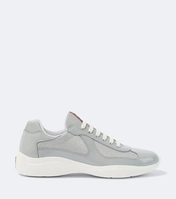Prada American's Cup Patent Leather Lace-up Sneakers - Grey