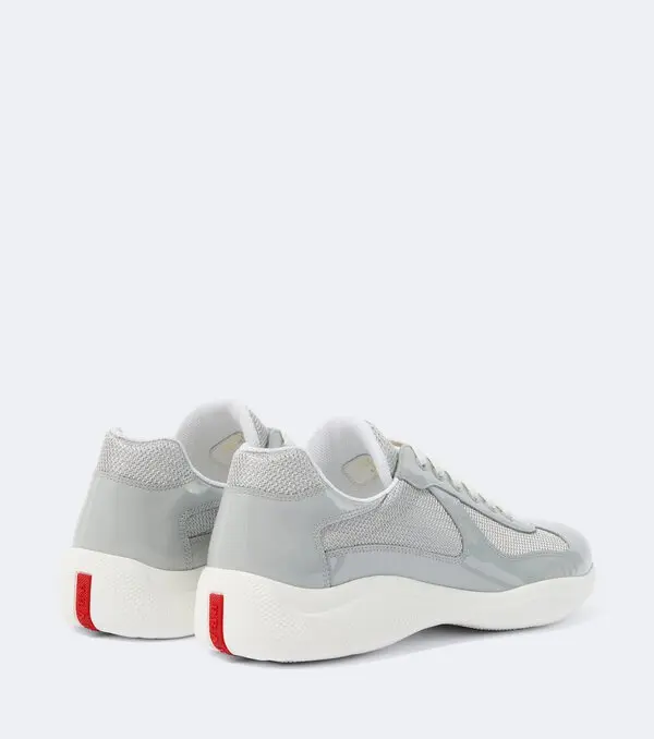 Prada American's Cup Patent Leather Lace-up Sneakers - Grey